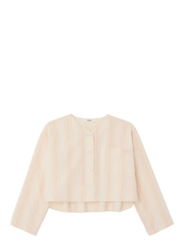 Chloé Striped Cotton-poplin Cropped Shirt - Orange