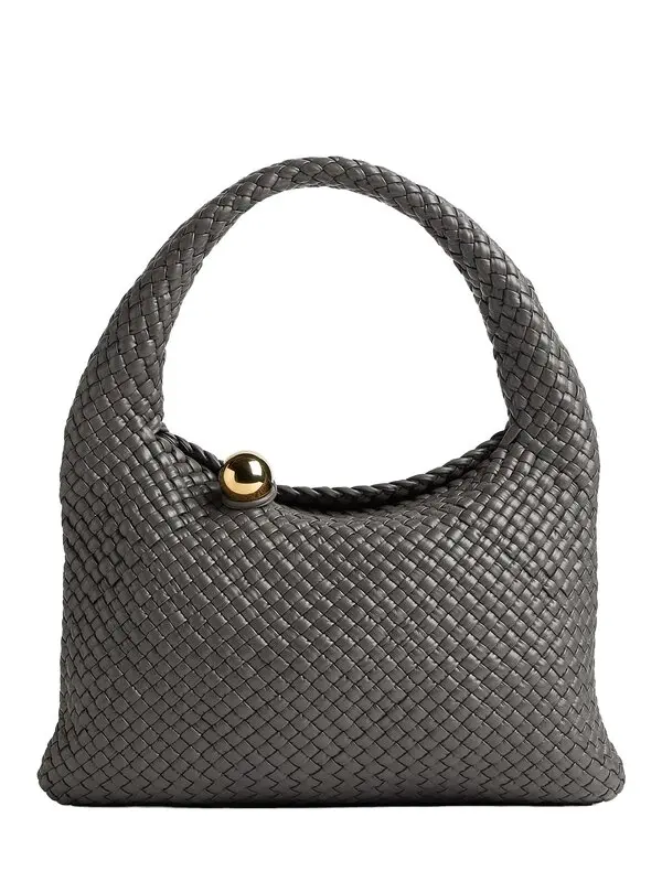 BOTTEGA  VENETA Intreccio Leather Hobo Bag - Light Graphite