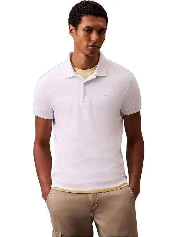 Calvin Klein Embossed Tipped Polo Shirt - Brilliant White