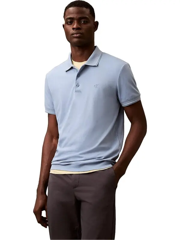 Calvin Klein Embossed Tipped Polo Shirt - Faded Denim