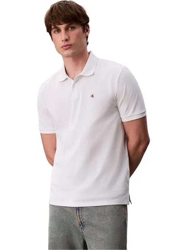 Calvin Klein Cotton Pique Classic Polo Shirt - Blanc De Blanc