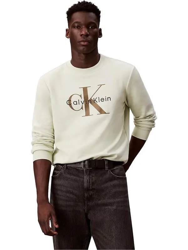 Calvin Klein Monologo Fleece Crewneck Sweatshirt - Tender Greens
