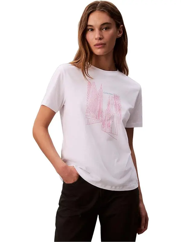 Calvin Klein City Sketch Graphic Classic T-shirt - Brilliant White