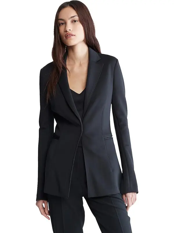 Calvin Klein Technical Knit Long Blazer - Black