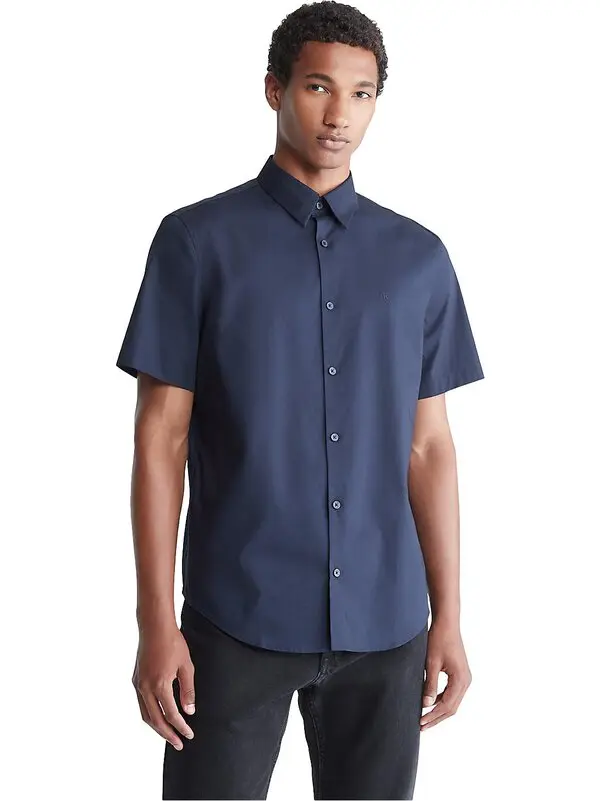 Calvin Klein Cotton Stretch Slim Button-down Shirt - Sky Captain