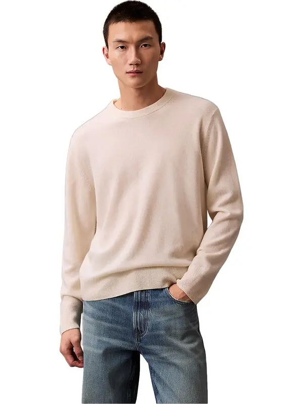 Calvin Klein Classic Cashmere Crewneck Pullover - Antique White