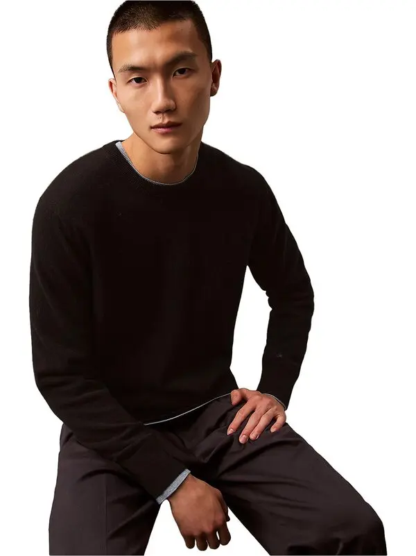 Calvin Klein Classic Cashmere Crewneck Pullover - Black Beauty