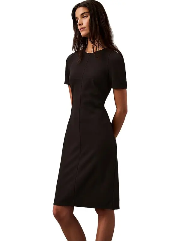 Calvin Klein Compact Stretch Crepe Shift Dress - Black Beauty