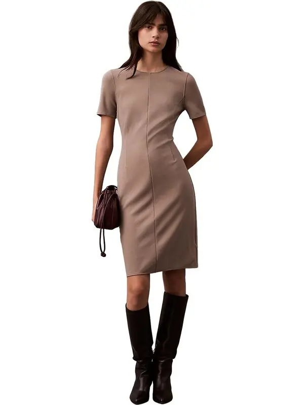 Calvin Klein Compact Stretch Crepe Shift Dress - Cinder