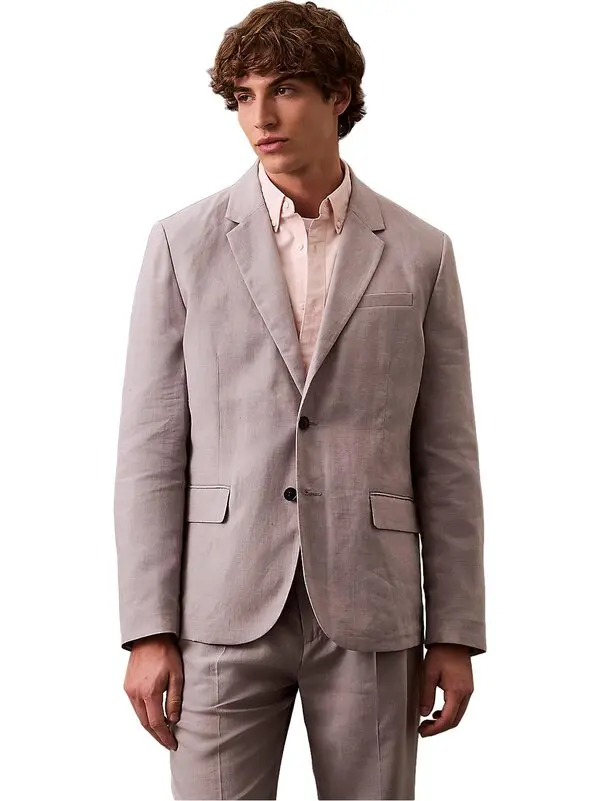 Calvin Klein Linen Blend Classic Blazer - Formal Gray