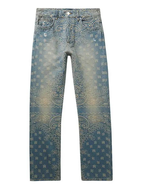 Amiri Bandana Jacquard Straight Jean - Blue