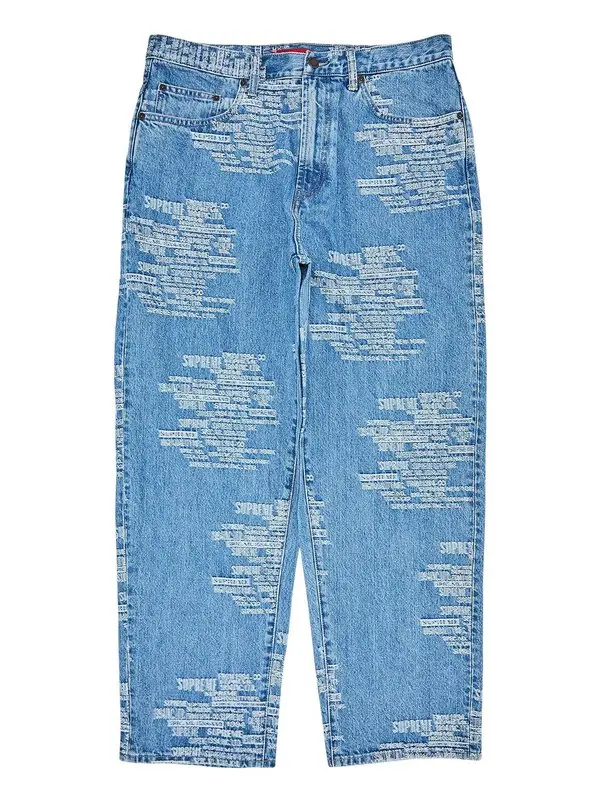 Supreme Trademark Jacquard Baggy Jean - Blue
