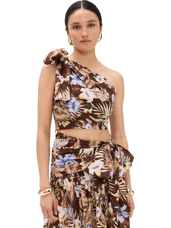 Zimmermann Coco Crop Bodice - Chocolate Multi Floral