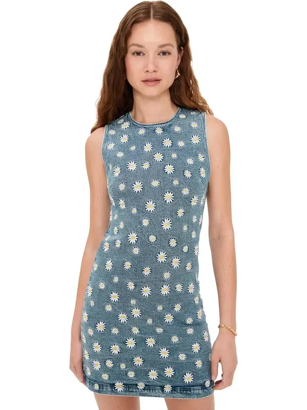 Alice + Olivia Wynell Embroidered Mini Dress - Medium Wash