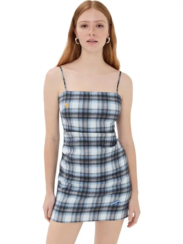 Acne Studios Plaid Flannel Mini Dress - Blue/black