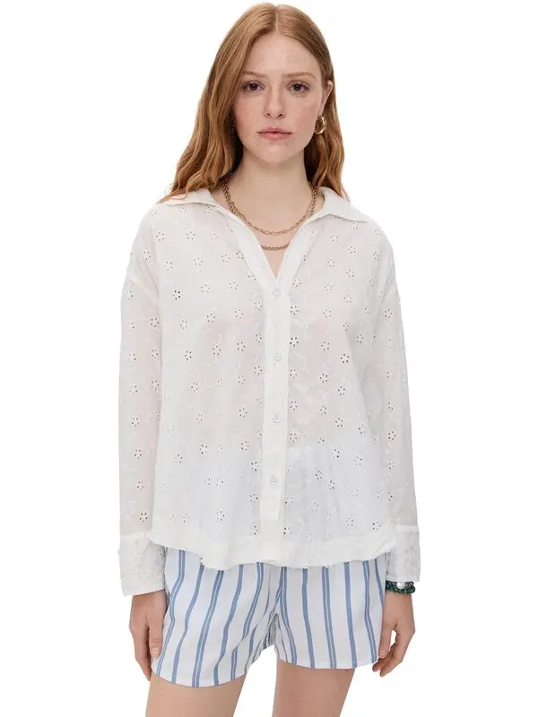 Free People Mae Eyelet Shirt - Ecru Wash