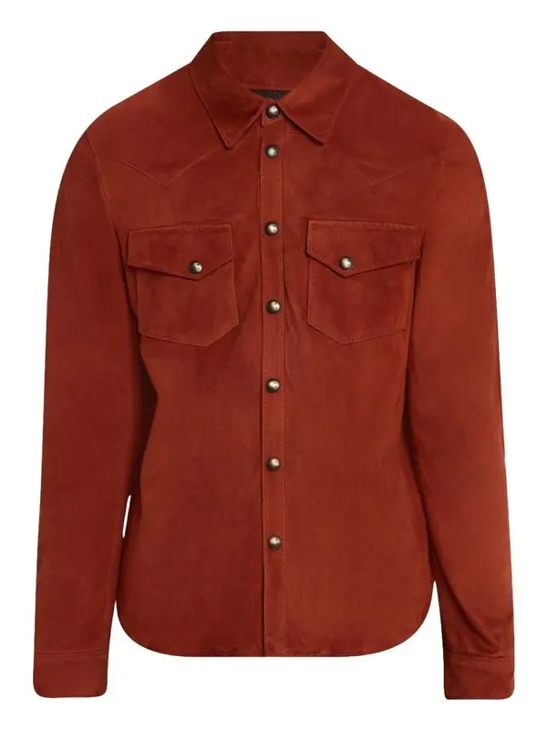 SAVAS Leather Shirt Jacket - Rust