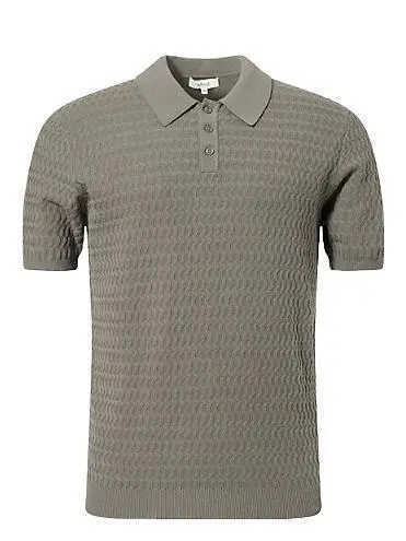 ARNE Wave Textured Cotton-knit Polo Shirt - Sage