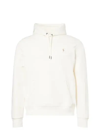 Ralph Lauren Embroidered-logo Double-knit Cotton-jersey Hoody - Pale Cream