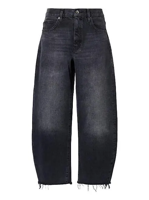 FRAME Bubble Barrel-leg Cropped Jeans - Limitless Raw Fray