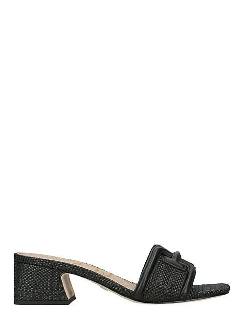 Sam Edelman Woven And Leather Block-heel Mules - Black