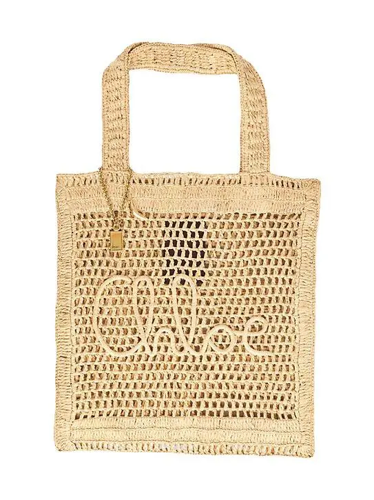 Chloé Small Raffia Tote Bag - Hot Sand
