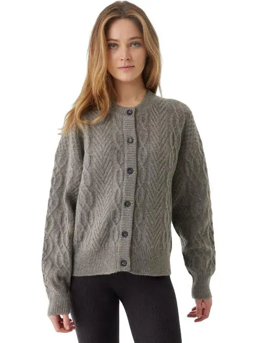 Majestic Filatures Yak Wool Cable Knit Cardigan - Smoke