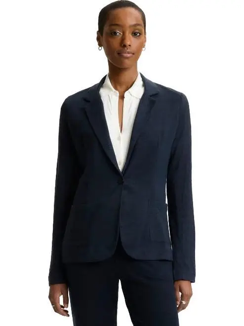 Majestic Filatures Stretch Linen One-button Blazer - Marine