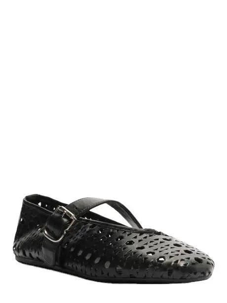 AREZZO Amber Perforated Mary Jane Flats - Black