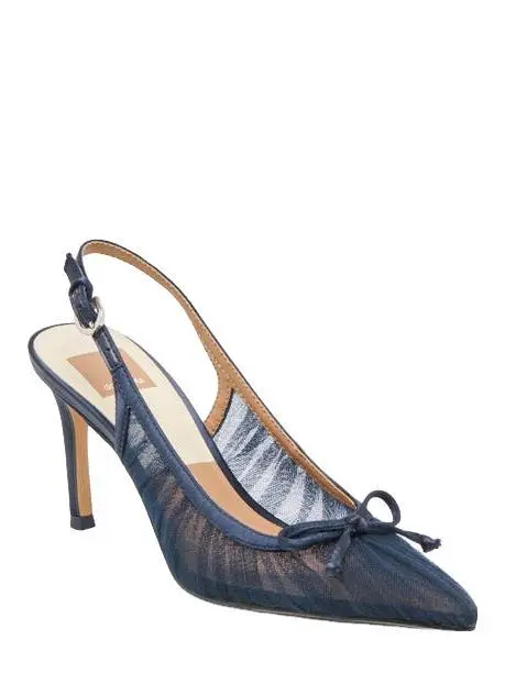 Dolce Vita Slingback Pointed Toe Pumps - Navy Tulle