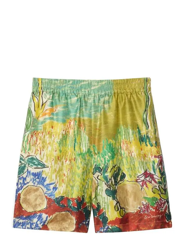 Burberry Highgrove Fountain Silk Shorts - Harbour Green
