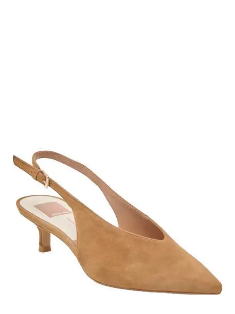 Dolce Vita Alenna Slingback Kitten Heel Pumps - Lt Brown Suede