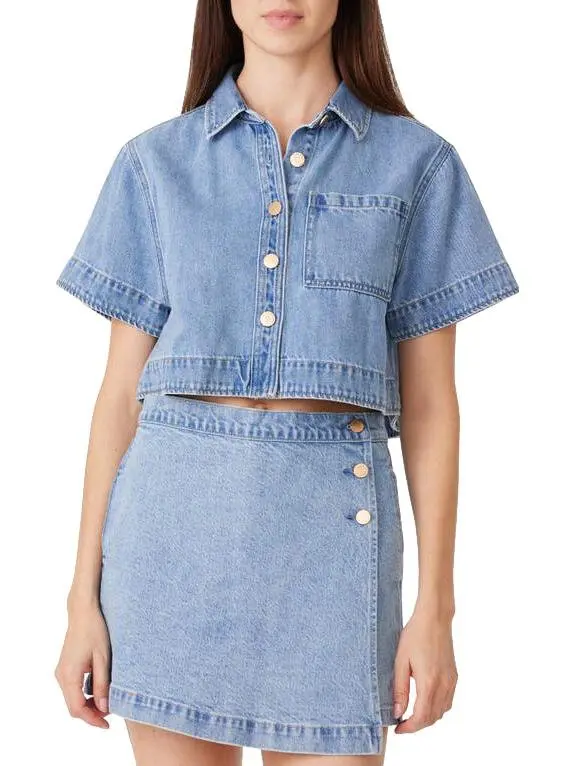 Habitual Crop Denim Shirt - Splash