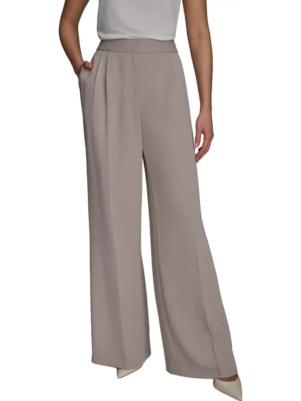 Donna Karan New York Pinstripe Wide-leg Trousers - Cobblestone/cream Stripe