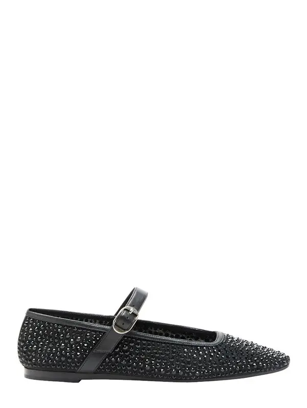 Le Monde Beryl Crystal Mesh Mary Jane Ballerina Flats - Black