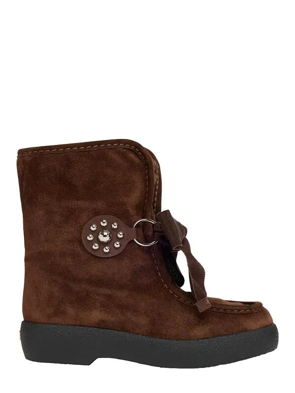 Valentino Garavani Suede Faux Fur Snow Booties - Fondant
