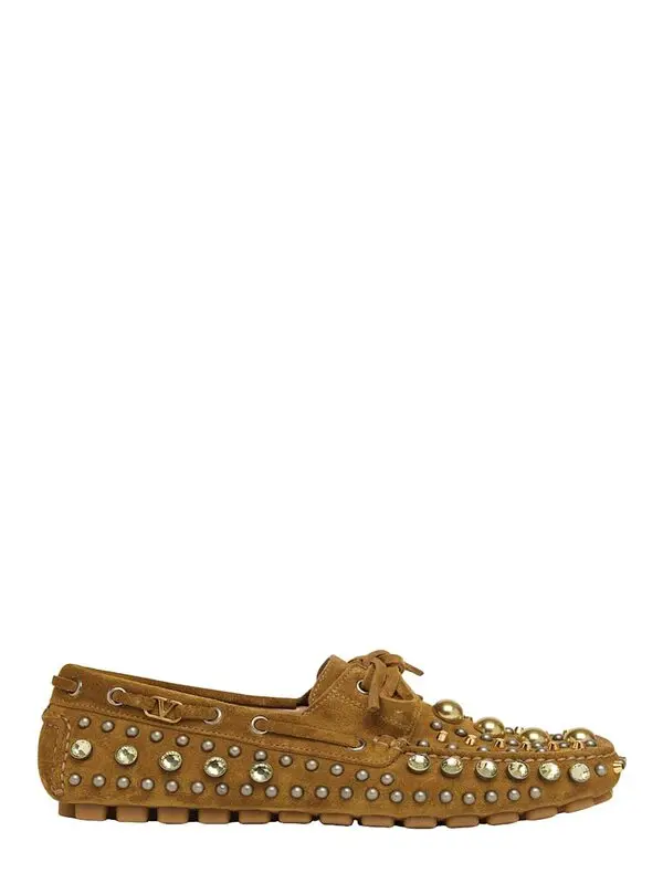 Valentino Garavani Studded Moccasins - Havana Beige