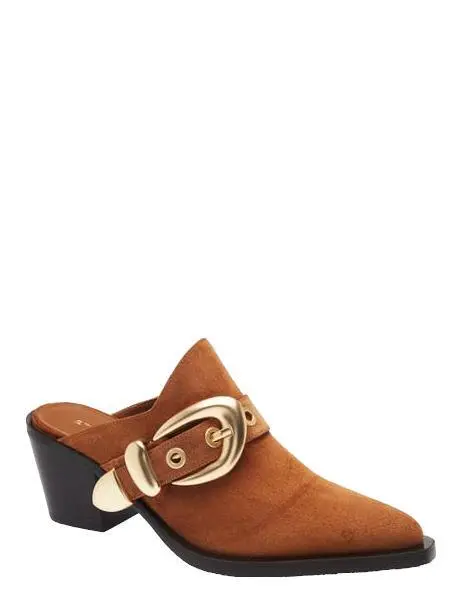 STUART WEITZMAN Maven Western Mule - Doe/ Dark Brown