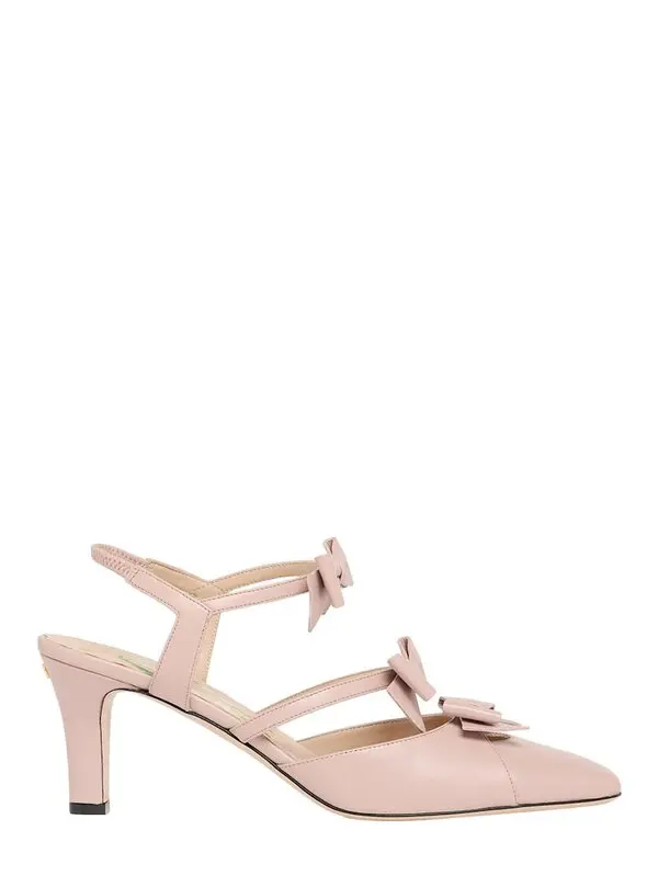 Valentino Garavani Bow Vlogo Strappy Leather Pumps - Rose