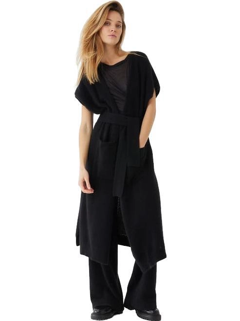 Majestic Filatures Ultra Soft Three Quarter Length Alpaca Blend Vest - Noir