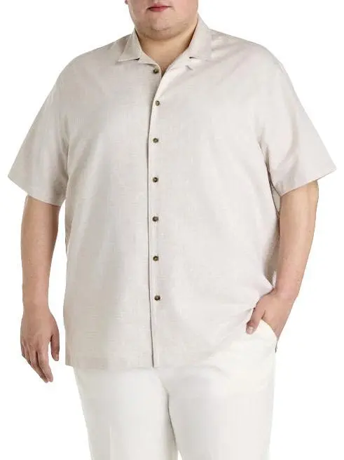 OAK HILL BY DXL Big & Tall Linen-blend Sport Shirt - Natural Linen