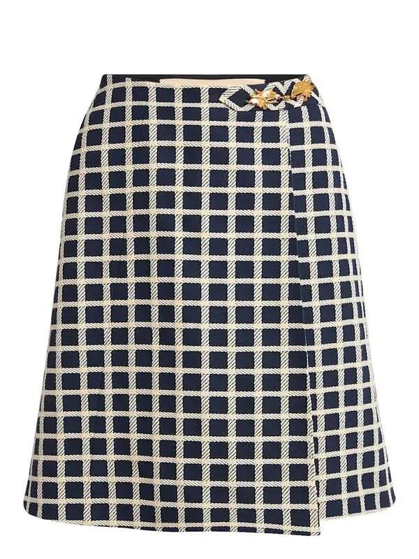 Valentino Garavani Window Check Wool-blend A-line Skirt - Blkwht