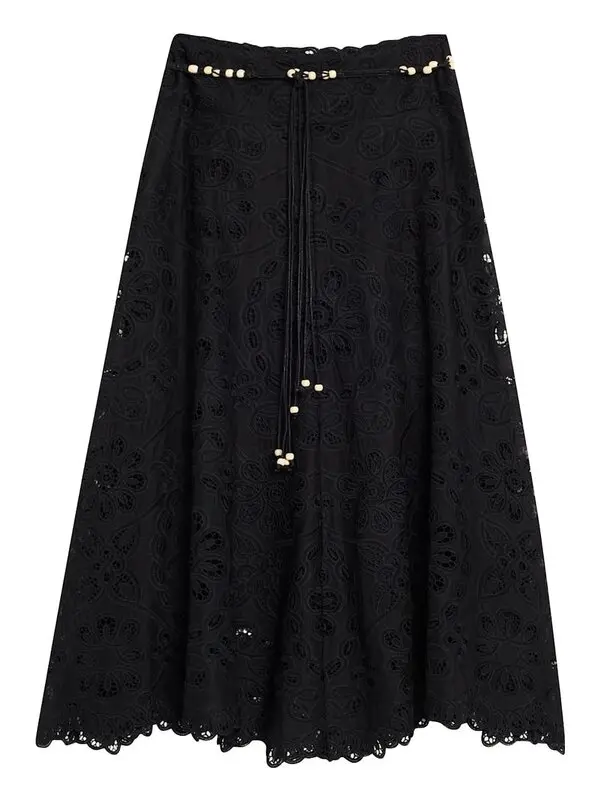 Zimmermann Rhiannon Embroidered Maxi Skirt - Black