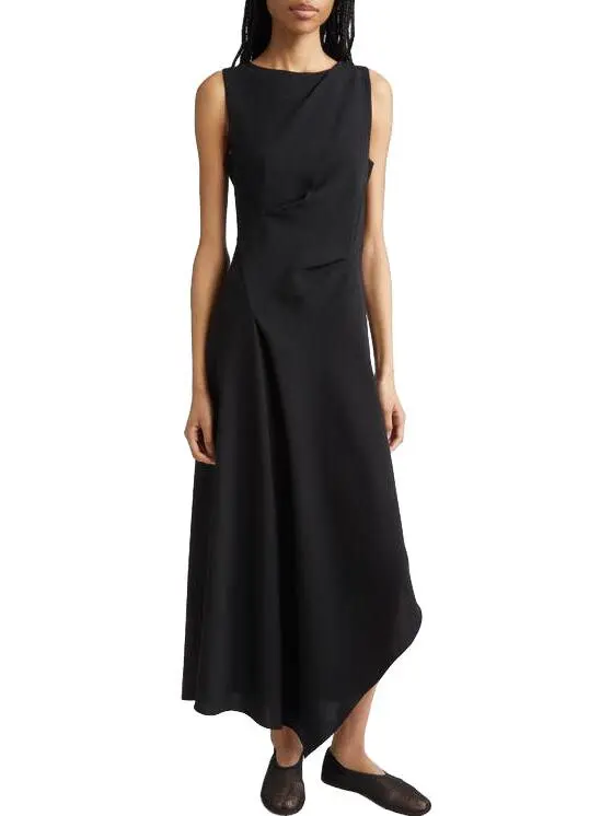 Lafayette 148 New York Asymmetric Finesse Crepe Dress - Black