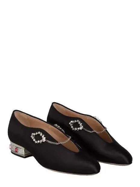 AIMEE ANN LOU Iris Slip-on Oxford In Satin - Black