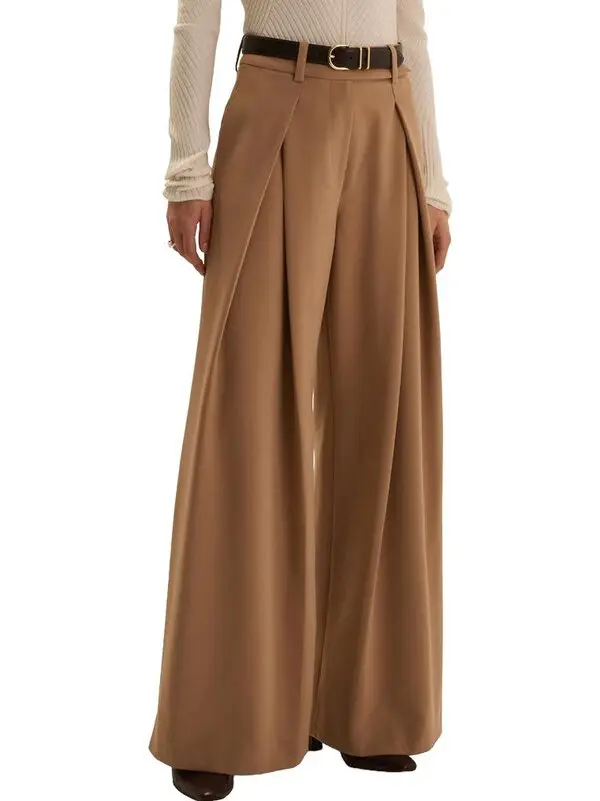 FAVORITE DAUGHTER Pleated Wide-leg Trousers - Camel