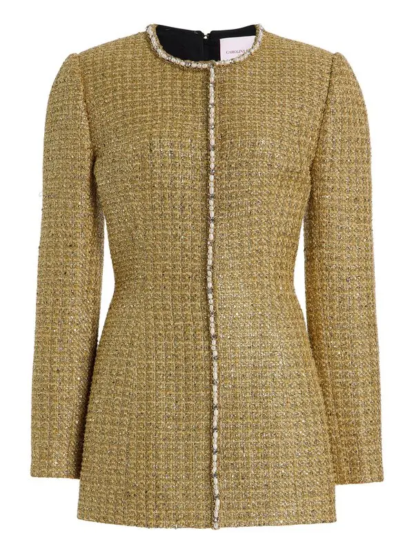 Carolina Herrera Embellished Lurex Tweed Jacket - Gold