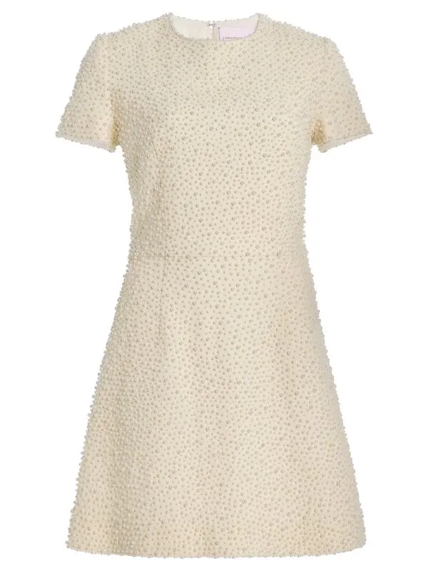 Carolina Herrera Embellished Wool Mini Dress - Ivory