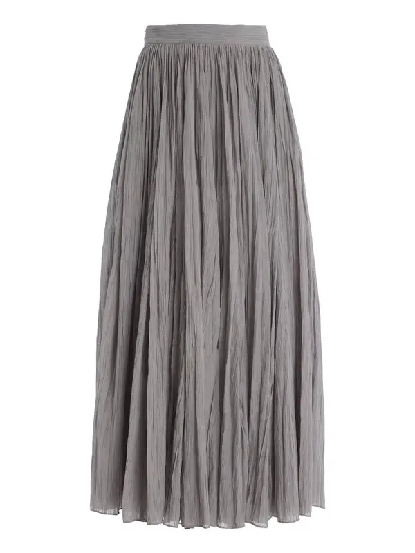 TOTEME Crinkled Plissé Cotton-blend Maxi Skirt - Grey