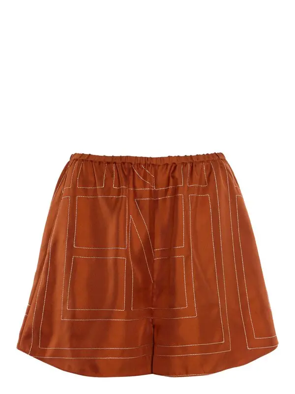 TOTEME Monogram Silk Shorts - Orange